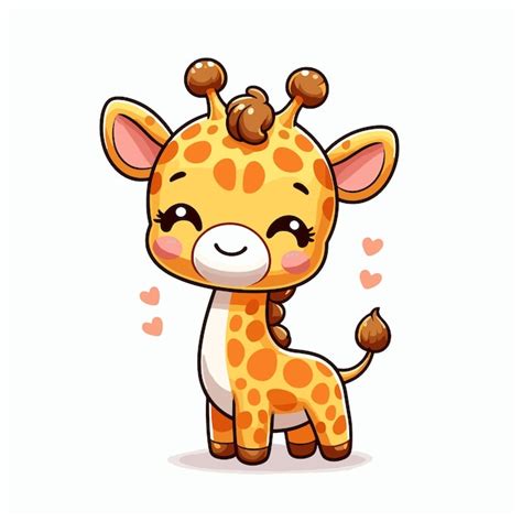 Vecteur De Dessin Animé Mignon Girafe Sur Fond Blanc Vecteur Premium