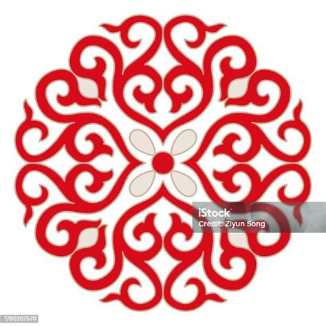레드 화이트 대칭 꽃무늬 패턴입니다 추상 화려한 복잡한 꽃잎 소용돌이 곡선 대칭 아르 데코 그래픽 곡선에 대한 스톡 벡터 아트 및 기타 이미지 Istock