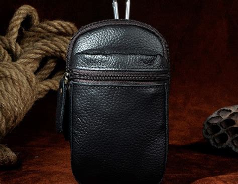 Mens Small Leather Belt Pouch Holster Belt Case Cell Phone Waist Pouch