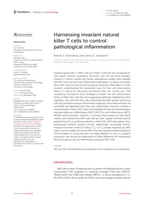Pdf Harnessing Invariant Natural Killer T Cells To Control