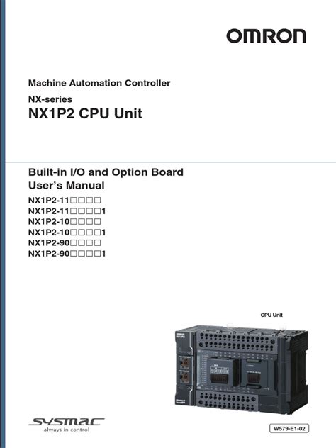 w579 nx series nx1p2 cpu unit built in i o and option board users
