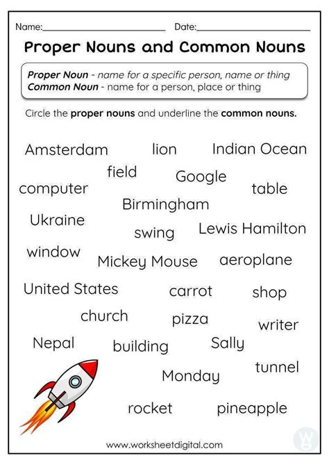 Proper Noun Worksheets