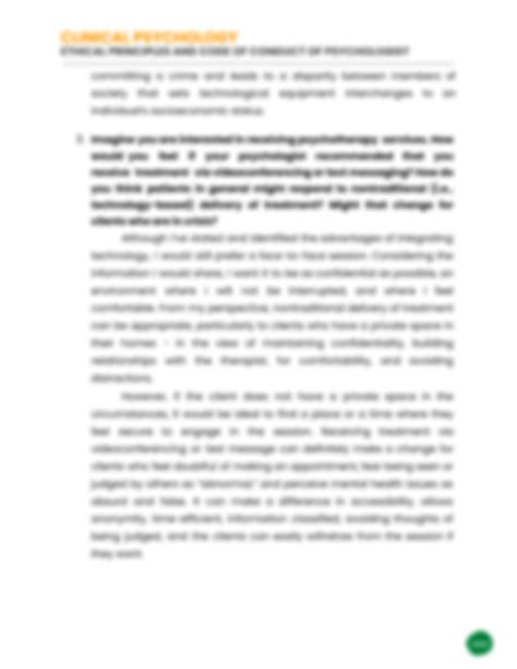 SOLUTION Ethical Principles And Code Of Conduct Of Psychologist Studypool