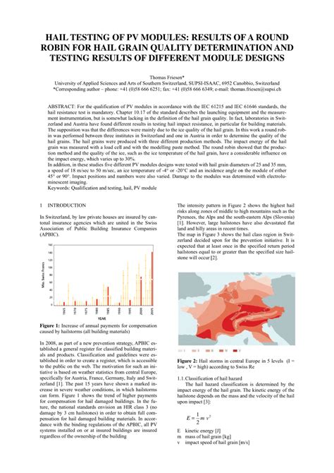 PDF HAIL TESTING OF PV MODULES RESULTS OF A ROUND ROBIN FOR HAIL GRAIN QUALITY DETERMINATION