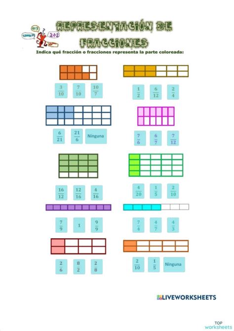 Lectura Y Escritura De Fracciones Ficha Interactiva Topworksheets