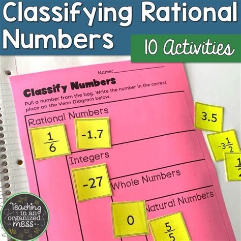 Classifying Rational Numbers Activities Teks 62a 9 Activities Tpt