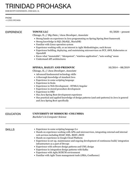 Java Developer Associate Resume Samples Velvet Jobs