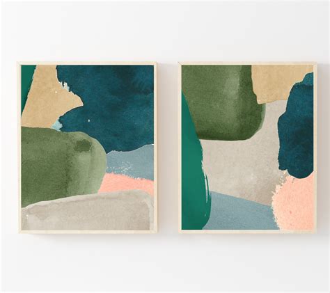 Large Abstract Art Set Of 2 Digital Art Prints Printable Abstract