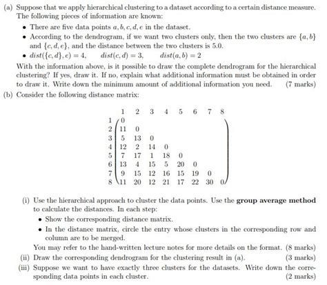 Solved A Suppose That We Apply Hierarchical Clustering To