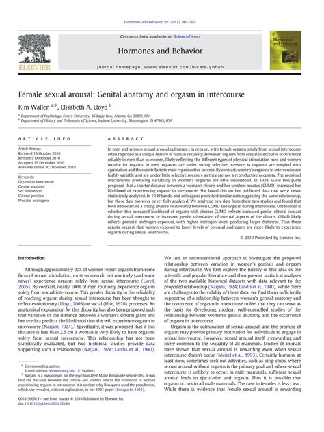 Solution Female Sexual Arousal Genital Anatomy And Orgasm In