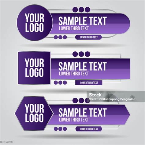낮은 세 번째 보라색과 회색 색상 디자인 Tv 템플릿 현대 현대 배너 바 스크린 브로드캐스트 표시 바 이름 집합입니다 투명 한 배경에 비디오 편집에 대 한 낮은 세 번째의