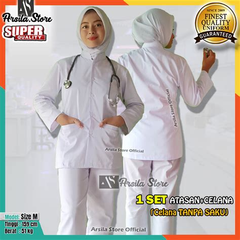 Jual Baju Seragam Perawat Bidan Sekolah Kesehatan Warna Putih Bersih