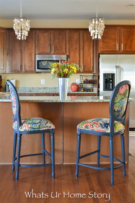 How To Give New Look To Old Fabric Bar Stools Whats Ur Home Story