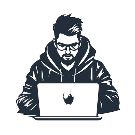 Premium Photo A Minimal Logo An Hacker Behind His Laptop