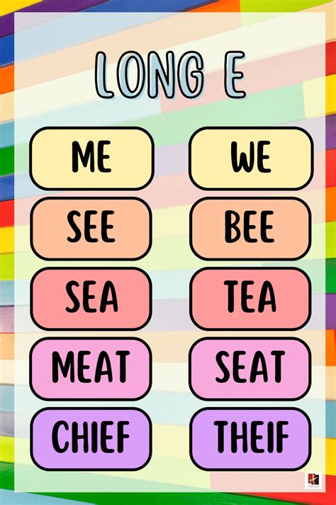 Long E” Classroom Instructional Posters Ebencuts