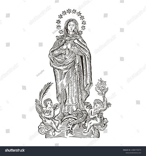 Immaculate Conception Virgin Mary Assumption Mary Stock Vector Royalty