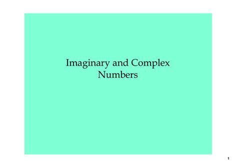 Imaginary And Complex Numbers
