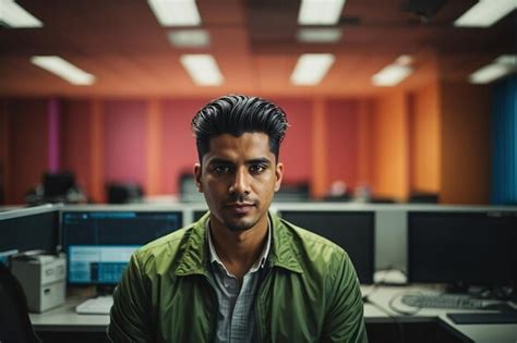 Premium Ai Image Photo Portrait Of Male Programmer In Office