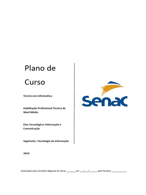 Plano De Curso Técnico Em Informática Novo Pdf Rede De Computadores Programas