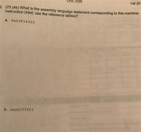 Solved Psc Fall Pts What Is The Assembly Chegg