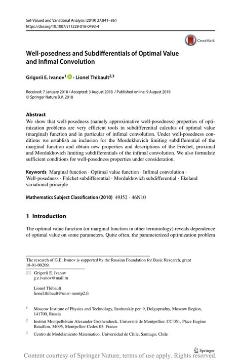 Well Posedness And Subdifferentials Of Optimal Value And Infimal