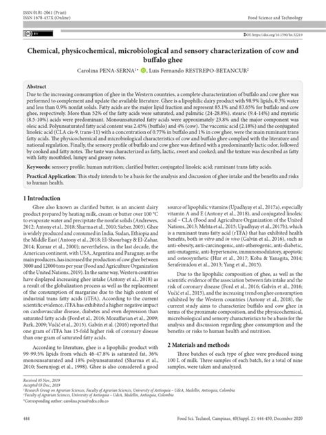 Cow Ghee Characterisation Pdf Fat Fatty Acid