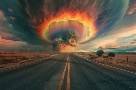 A Large Explosion On A Road Premium Ai Generated Image