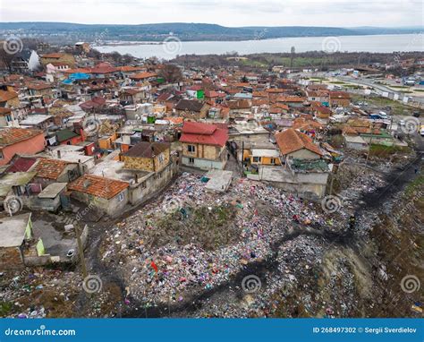 Gypsy Slum District Of Maksuda In Varna Bulgaria Aerial View Stock