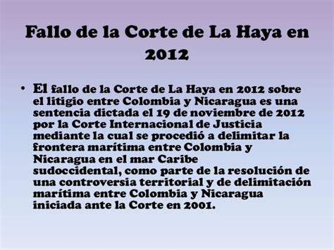 La Haya En Colombia Con Nicaragua