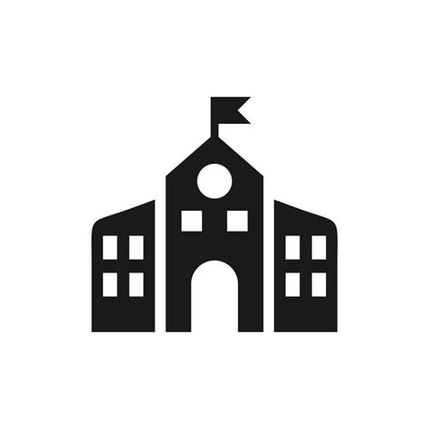 Icono De Edificio Escolar Con Bandera Símbolo Para Vector De Plan De