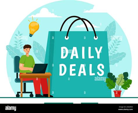 Daily Deals Vector Illustration Featuring Shopping Goods And Hunting