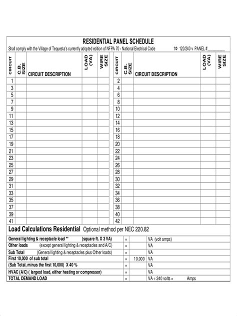 Electrical Distribution Board Circuit Chart Template