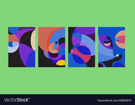 Abstract Colorful Geometric And Curvy Pattern Vector Image