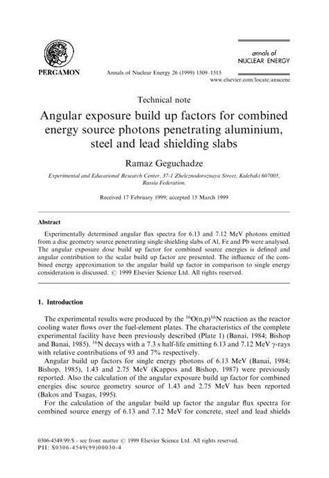 Pdf Angular Exposure Build Up Factors For Combined Energy Source