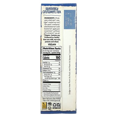 Natures Path Organic Instant Oatmeal Blueberry Cinnamon Flax 8