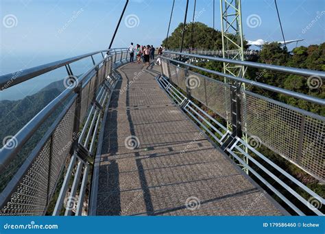 The View Of Of Langkawi Sky Bridge And Visitors Seen Exploring The