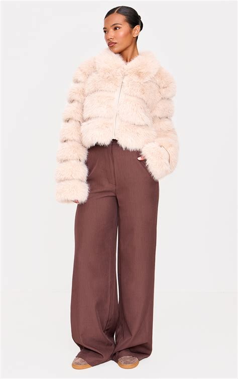 Mushroom Plush Bubble Faux Fur Zip Up Jacket Outerwear