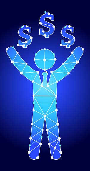 Businessman Money Blue Triangle Node Vector Pattern Stock Illustration