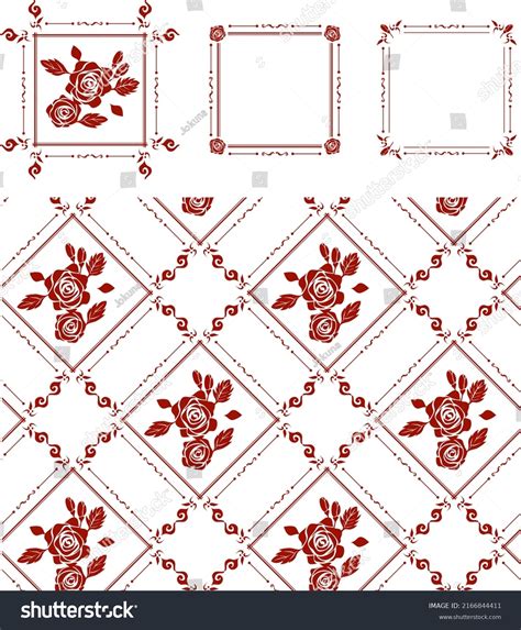 Vector Repeated Pattern Frames Romantic Rose Stock Vector Royalty Free
