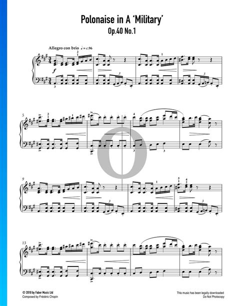 Polonaise In A Major Op 40 No 1 Military Frédéric Chopin Piano