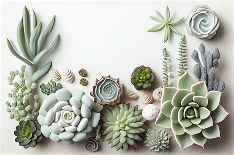 Premium Ai Image Minimalist Background With Various Succulents