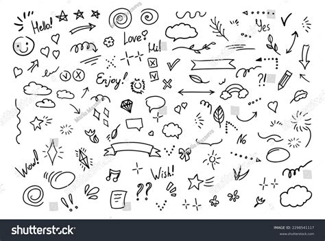 간단한 스케치 선 스타일 요소 흰색 스톡 벡터로열티 프리 2298541117 Shutterstock