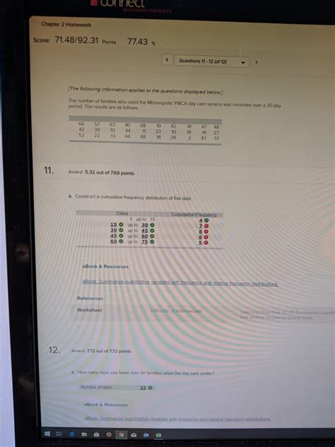 Solved Business Statistics Chapter 2 Homework Score