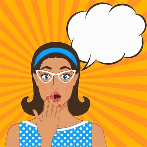 Premium Vector Surprised Girl On Comic Book Background