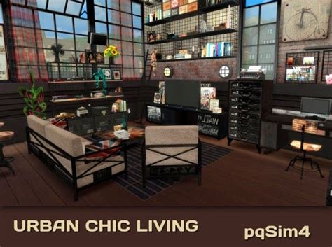 Pqsims4 Urban Chic Livingroom • Sims 4 Downloads Chic Living Sims