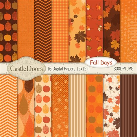 Digital Fall Scrapbook Paper 16 Download Papers Autumn
