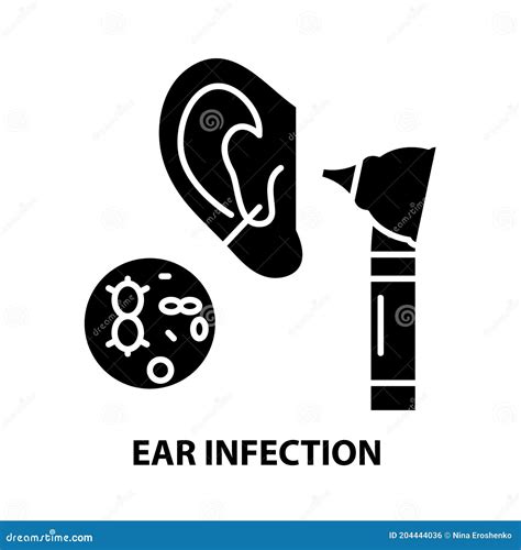Ear Infection Icon Black Vector Sign With Editable Strokes Concept
