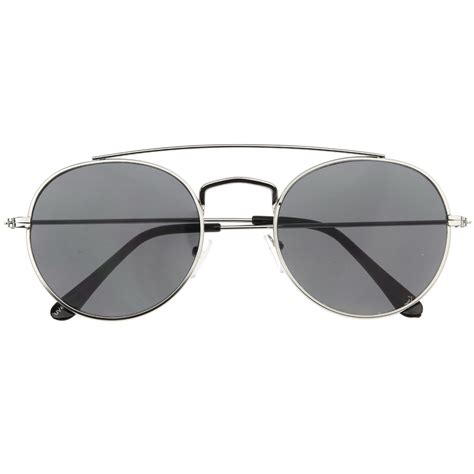 Indie Dapper Flat Front Round Aviator Sunglasses Zerouv