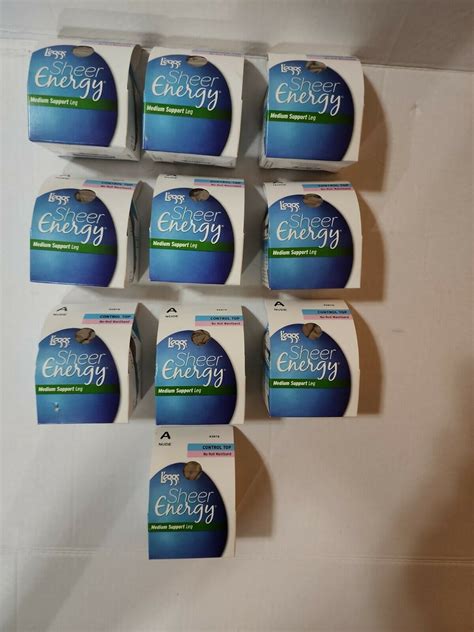10 Pairs Leggs Sheer Energy Size A Nude Medium Support Leg Control Top