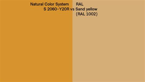 Natural Color System S 2060 Y20r Vs Ral Sand Yellow Ral 1002 Side By